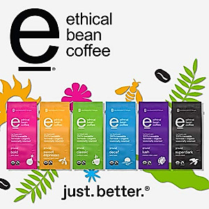 Ethical Bean Fairtrade Organic Coffee, Sweet Espresso Medium Dark Roast, Ground Coffee Beans - 100% Arabica Coffee (8 oz Bag), 0.5 Pound (Pack of 1)