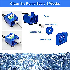 SMART ELEPHANT Replacement Pump for Cat Water Fountain, USB Powered Low consumption pump and ultra-quiet,Long Lifespan Water Pump with LED Lighting