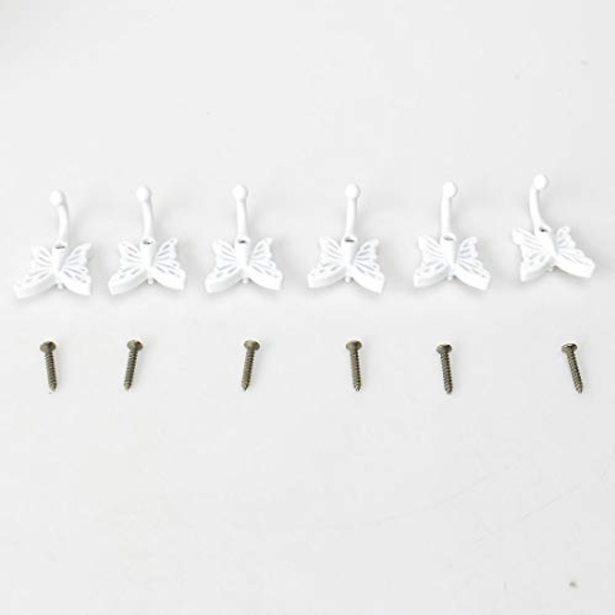 uxcell 6pcs Wall Mounted Robe Hook Zinc Alloy Butterfly Shaped DIY Hooks Coat Towel Wall Clasp Bathroom Hanger with Screws White