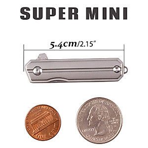 Samior HY004 Mini Titanium Handle Pocket Knife, 1.4 inches Damascus Blade, Keychain Utility Neck EDC Knives for Box Opening (Tanto Point)