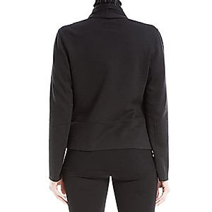 Max Studio Women's Scuba Drape Front Jacket, Black, Small