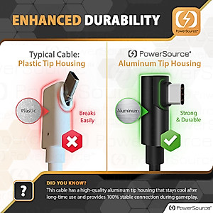 PowerSource 10ft Long Oculus Quest 1 & 2 Link Cable for High Speed Data Transfer & Charging, USB 3.2 Gen 1 for Gaming Laptops & PCs, Aluminum Shell, Provides Maximum Data Transfer Rates for Oculus