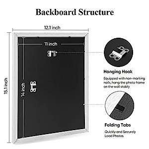 Nacial Picture Frames 11x14 inch Set of 4, White Photo Frame With Wood Grain, Display 8x10 Photo with Mat, Display 11x14 photo without Mat, Picture Frames Collage for Wall