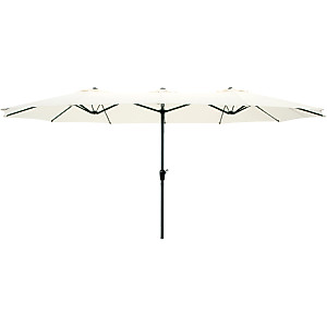 Pure Garden 50-LG1283 Beige 15' Double Sided Market Umbrella