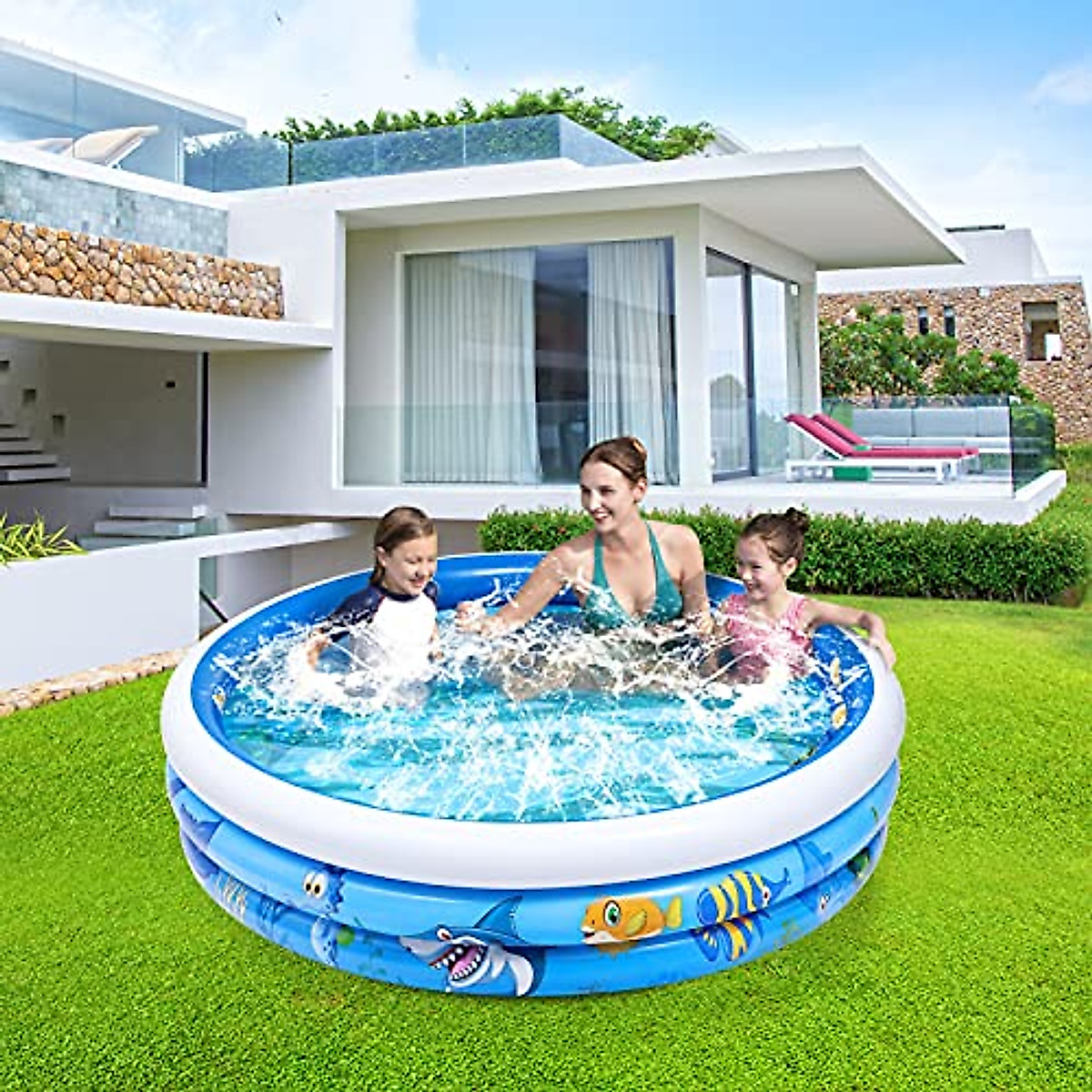 TOYANDONA Inflatable Kiddie Pool, Kids Outdoor Water Pool Inflatable Swimming Pool Summer Wading Pool for Kids Backyard Garden Indoor Ball Pit Pool (150x35cm)