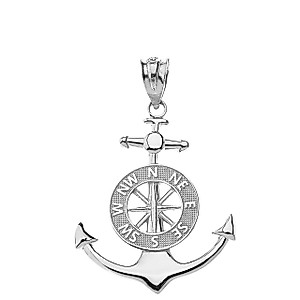 Sterling Silver Mariners Compass Nautical Anchor Ship Wheel Charm Pendant