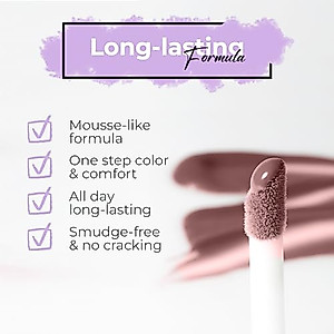 Ofra Cosmetics Mocha - Long Lasting Liquid Lipstick Lightweight Velvet Matte Lip Makeup with Vitamin A & Antioxidants - Lasts Up To 5 Hours - Vegan Formula - 8g Tube