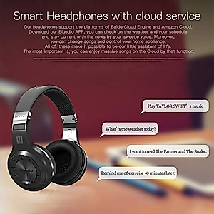 Bluedio V5.0 Bluetooth Headphones Over Ear, Wireless Bluetooth On-Ear Stereo Earphones Noise Cancelling, Soft Memory-Protein Earmuffs, w/Mic (Black)