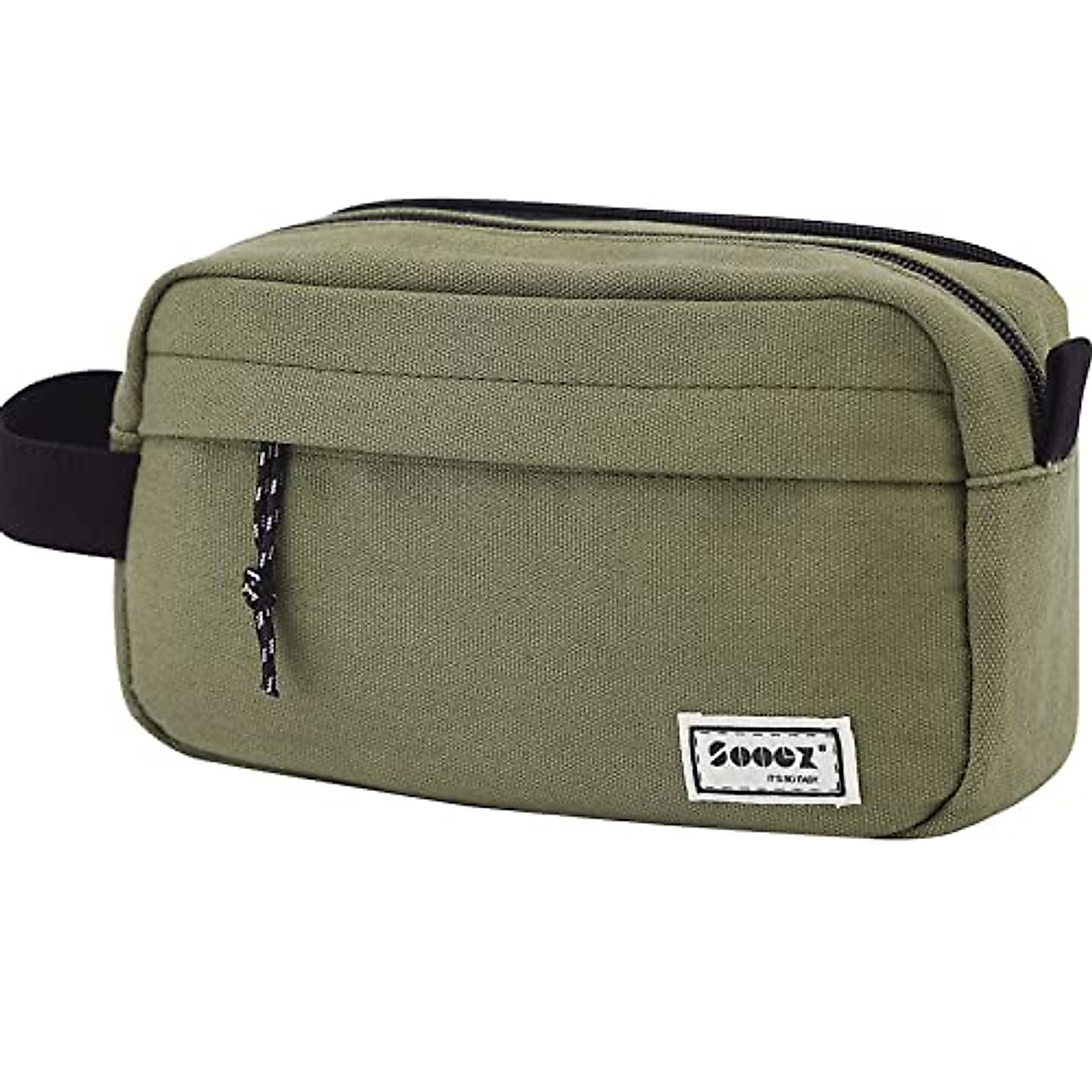 Sooez Big Capacity Pencil Pen Case, Upgraded Canvas Pencil Pouch Large Pencil Bag Organizer, Separate Compartments Easy Grip Handle, Aesthetic Supply for School Teens Adults, Army Green