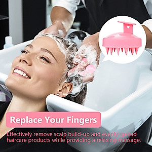 LONOIIEN Scalp Massager, Scalp Scrubber with Soft Silicone Bristles Hair Shampoo Brush for Scalp Exfoliator, Promote Hair Growth & Dandruff Removal(Pink)