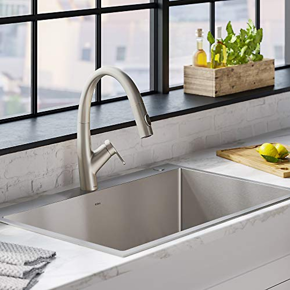 Kraus KPF-2522SFS Arqo Dual Function Pull Down Kitchen Faucet, 15 Inch, Spot Free Stainless Steel