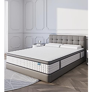 elitespace Queen Mattresses,12 Inch Queen Size Mattress in a Box,Memory Foam Hybrid White Mattress with Provide Support and Improve Sleep Mattresses,CertiPUR-US.