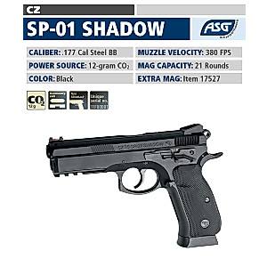 ASG CZ SP-01 Shadow .177 Caliber Steel BB Gun Air Pistol, Non-Blowback