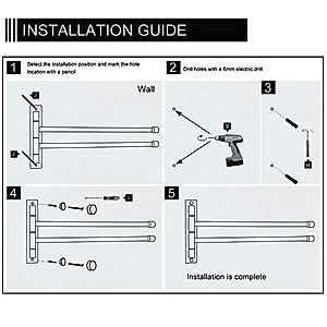GERZWY Bathroom Swing Arm Towel Bars 2-Arm Wall Mount Stainless Steel Bath Towel Rack Hanger Towel Holder Organizer Matte Black HYG02-BK