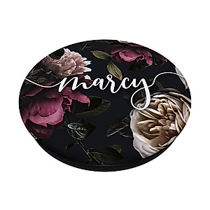 Marcy - Elegant Floral Rose & Peony Personalized Name PopSockets PopGrip: Swappable Grip for Phones & Tablets