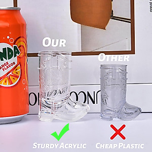 Cowboy Boot Shot Glasses - Set of 24 Latest Cowboy Pattern 1.5oz Plastic Clear Shot Glasses Bulk Disposable Reusable Shot Glass Cups Western Themed Party Decorations for Bachelorette,Birthday,Tequila