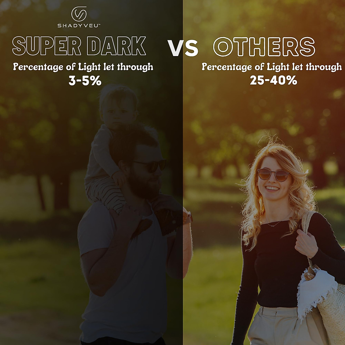 ShadyVEU Super Dark Black Lens Round Sunglasses UV Protection Spring Hinge Soft Matte Frame Fashion Shades