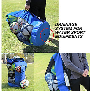 Fitdom Heavy Duty XL Soccer Mesh Equipment Ball Bag w/Adjustable Shoulder Strap Design for Coach. with an Over-Sized Front Pocket for Sporting Accessories. Best for All Outdoor & Water Gears