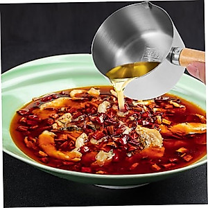 GRIRIW Stainless Steel Pancake Pan Milk Pan Small Saucepan Chocolate Melting Pot Warmer Butter Non Soup Wamer Pan Oil Boil Pan Small Egg Frying Pan Coffee Pot Chocolate Boiler Pot Wooden