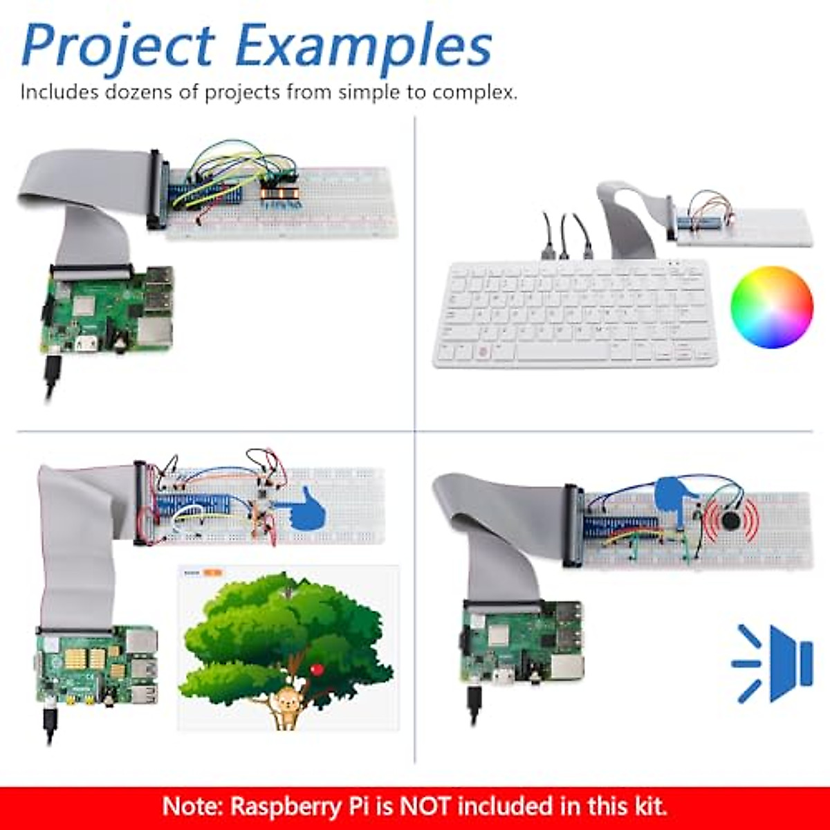 Freenove Basic Starter Kit for Raspberry Pi 5 4 B 3 B+ 400 Zero 2 W, 383-Page Detailed Tutorial, Python C Java Scratch Processing Code, 146 Items, 48 Projects (Raspberry Pi NOT Included)