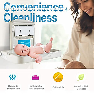 KSITEX Baby Changing Station,Wall Mounted Diaper Changing Tables Fold Up Changer Station Commercial Malls/Hotels/Airports