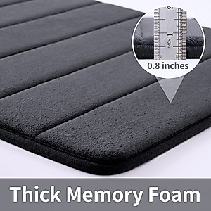 ROSMARUS Memory Foam Bath Mat 20” x 32”, Water Absorbent Shower Mat, Thick Bath Rugs for Bathroom Non Slip with PVC Backing, Ultra Soft Bathroom Rugs for Bathroom Floor & Tub, Charcoal Gray