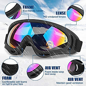 Dapaser 4 Pack Ski Goggles, Snowboard Goggles for Adults Men Women Youth Kids Boys Girls, Soft Motorcycle Atv Winter Sport Goggles with Anti Fog Glare UV 400 Protection, Wind Resistance Snow Goggles…