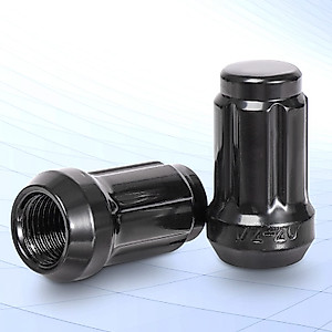 NPAUTO Wheel Lug Nuts 1/2'' x20 Thread, Conical Bulge Seat, Closed End Bulge Acorn Spline 1.38" Tall 3/4" Hex Fit for Wrangler, Ford Explorer F-150 Mustang, Impala, Dodge Dakota (Pack of 23+2, Black)