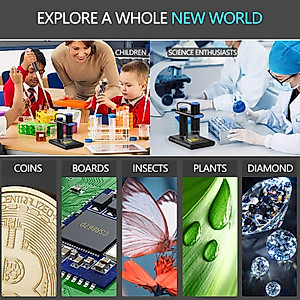 Wireless Digital Microscope,50X-1000X Magnification WiFi USB Portable Handheld Coin Microscope Camera with 8 Adjustable LED Lights,1080P HD Lab Microscope Kit for Kids with iPhone Android (Black)