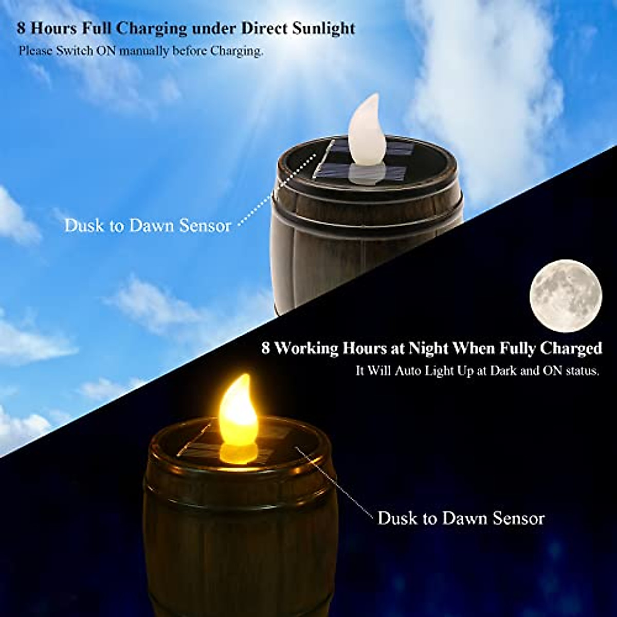 Solar Candles Outdoor Waterproof, Punasi 6pcs Dusk to Dawn Rechargeable Solar Tea Lights Votive Candle with for Outdoor Lantern Garden Home Decor, 2.17" x H 3.15"