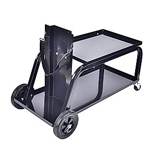 Aain AW6 MIG Welding Cart,Universal 2 Tier Rolling Welder Cart With Wheels for TIG MIG Welder and Plasma Cutter, Black