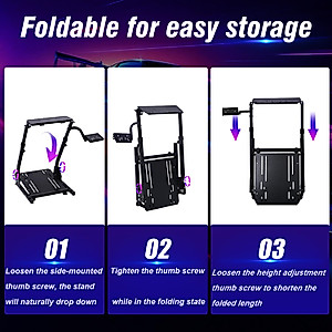 CXRCY Racing Wheel Stand Compatible with Logitech G920 G29 G27 G25 Gaming Cockpit Height Adjustable Foldable Gaming Racing Simulator Steering Wheel Stand,Wheel and Pedals Not Included