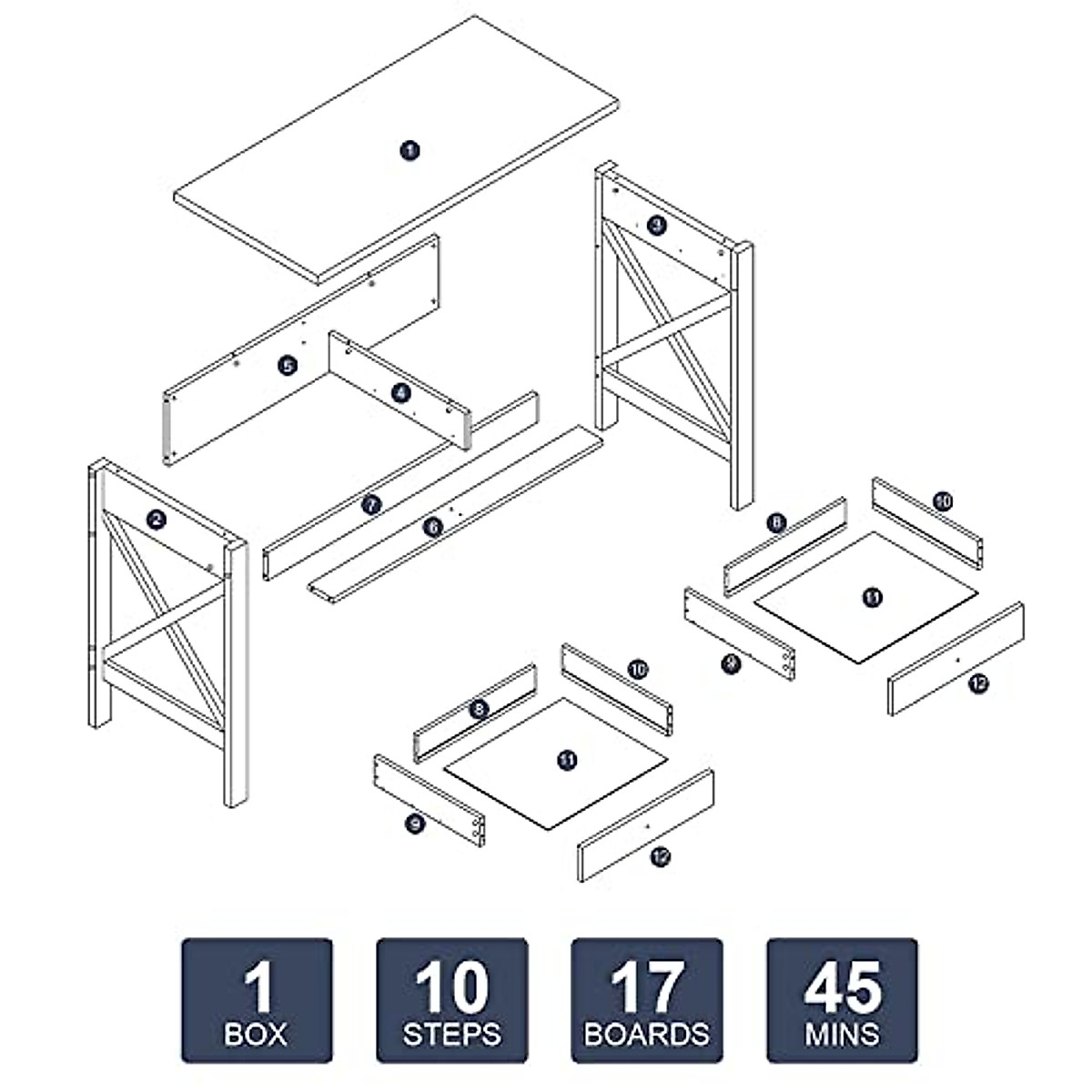 ChooChoo Computer Desk Study for Home Office, Modern Simple 40 Inches White Desk with Drawers, Makeup Vanity Console Table