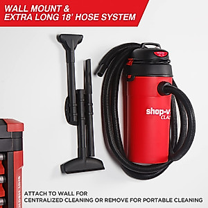 Shop-Vac 5 Gallon 5.5 Peak HP Wet/Dry Vacuum, Wall Mountable Compact Shop Vacuum with 18' Extra Long Hose & Attachments, Ideal for Jobsite, Garage, Car & Workshop. 9522236