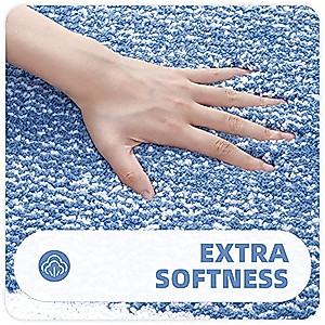 Color G Bathroom Rug Mat, Ultra Soft and Water Absorbent Bath Rug, Bath Carpet, Machine Wash/Dry, for Tub, Shower, and Bath Room (24"x35", Blue and White)