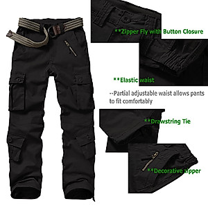 Women's Cotton Casual Military Army Cargo Combat Work Pants with 8 Pocket Black US 4