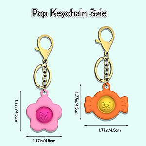 SVNVIOZ 3-Pack Simple Dimple Push Pop-It Fidget Toys Christmas Stocking Stuffing, Pop Keychain Toy Single Popit Fidget Mini Toy with Buckle Ring Stress Relief and Anti-Anxiety Puzzle Fun for Kids