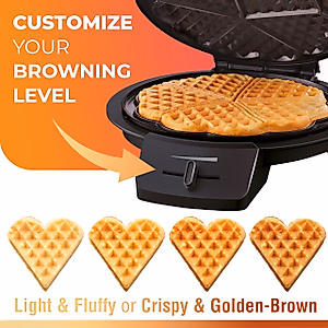 Mueller Heart Waffle Maker, 5 Belgian Waffle Iron, Adjustable Browning Control, Cool Touch Handle, Compact and Easy to Clean, Great Valentines Day Gift