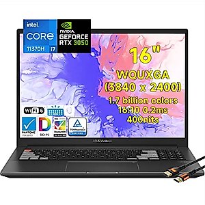 ASUS VivoBook Pro 16X 16 OLED 4K UHD WQUXGA (3840 x 2400) Slim Laptop Core i7-11370H NVIDIA GeForce RTX 3050 Backlit KB 100% DCI-P3 Pantone Win11 Pro w/HDMI (16GB RAM | 2TB SSD)