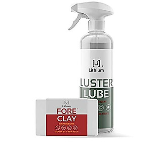 Fore Clay and Luster Lube - Clay Bar Kit, Auto Detailing Clay bar for Cars, Trucks, Boats, Glass and Plastic. Includes Luster Lube Hydrophobic Lubricant.