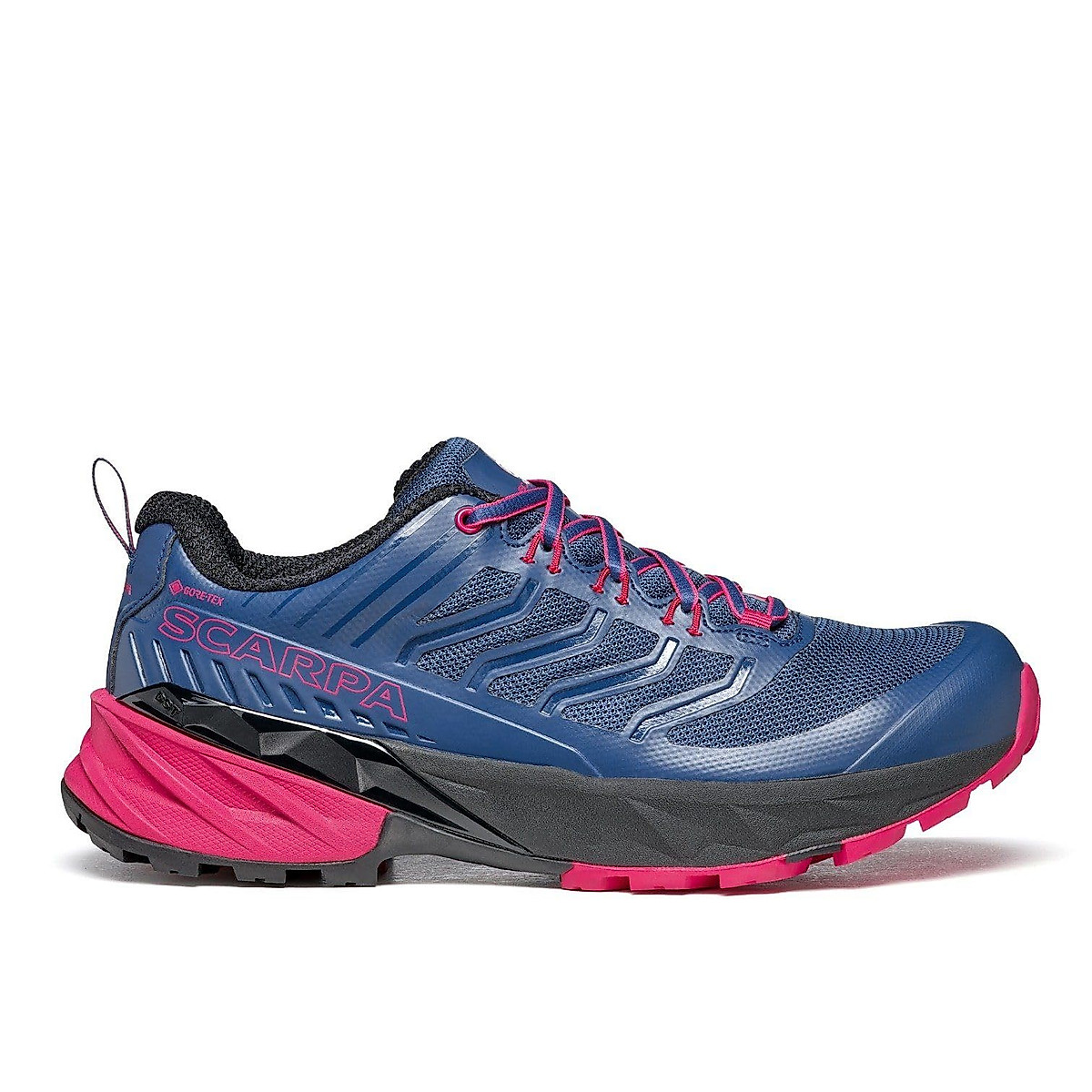 SCARPA Women's Rush GTX Waterproof Gore-Tex Shoes for Hiking and Trail Running - Blue/Fuxia - 8.5-9