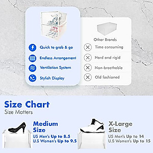 Shoe Organizer Shoe Storage Boxes, 12 Pcs Shoe Boxes Clear Plastic Stackable, Shoe Box Shoe Organizer For Closet Shoe Storage Organizer Sneaker Storage, Plastic Shoe Boxes With Lids Shoe Containers