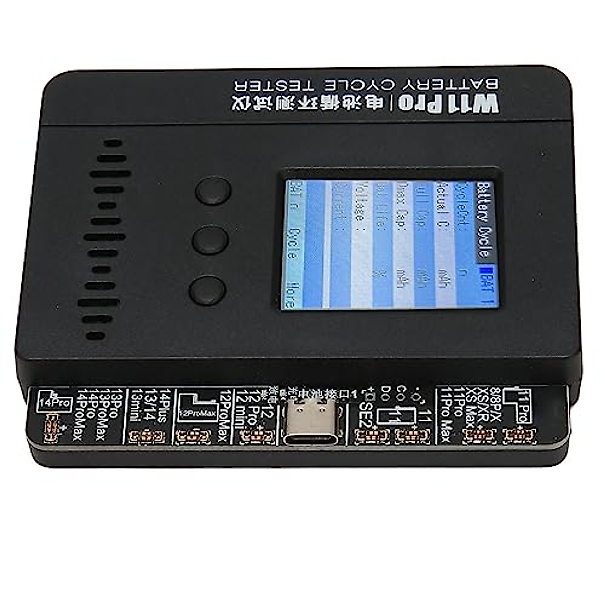 Small Battery Tester, Low Power Plug and Play Supports Dual Operation Mode Battery Cycle Tester 1.8 Inch TFT Screen Professional for Phone Batteries (US Plug)