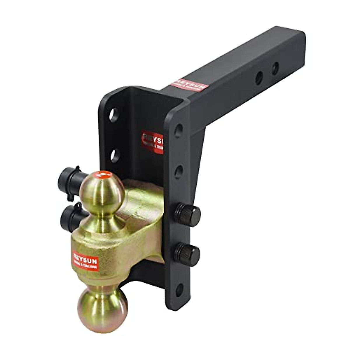 REYSUN 864351 Adjustable Trailer Hitches with Dual Ball 2" & 2-5/16", 6-1/2" Drop/Rise, 2" Receiver Shank, Drop Hitch 14,000lbs Capacity…