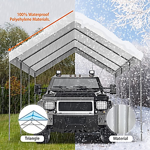 10x20 ft Carport Car Replacement Canopy Cover for Tent Party Top Garage Shelter with 26 Ball Bungees(Only Cover, Frame Not Included), white
