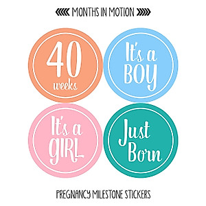 Months In Motion Pregnancy Weekly Belly Growth Stickers Pregnant Expecting Maternity Keepsake - Baby Bump - Large Set of 36 Weekly Photo Sticker