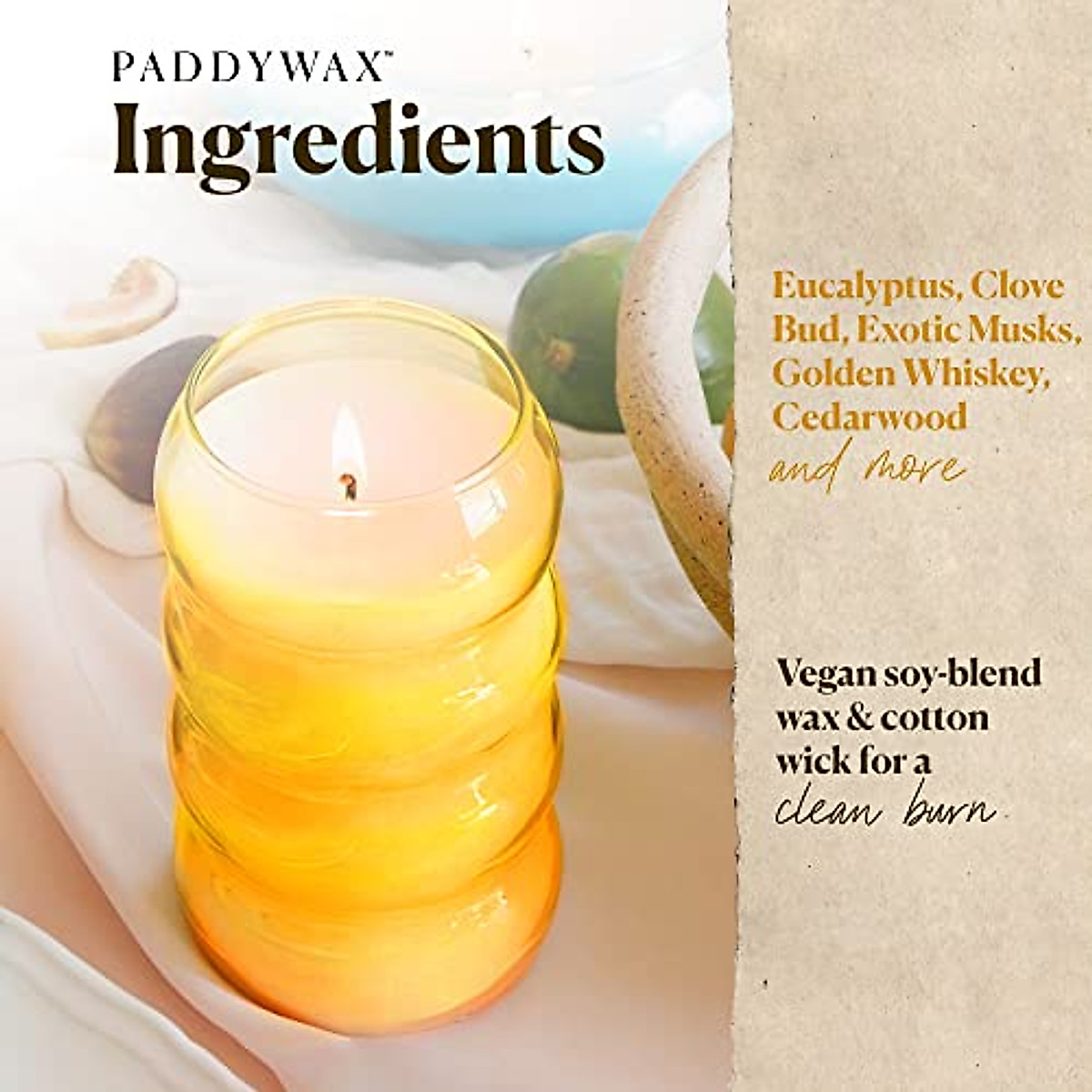 Paddywax Candles Realm Candle, 12 Ounces, Yellow, Golden