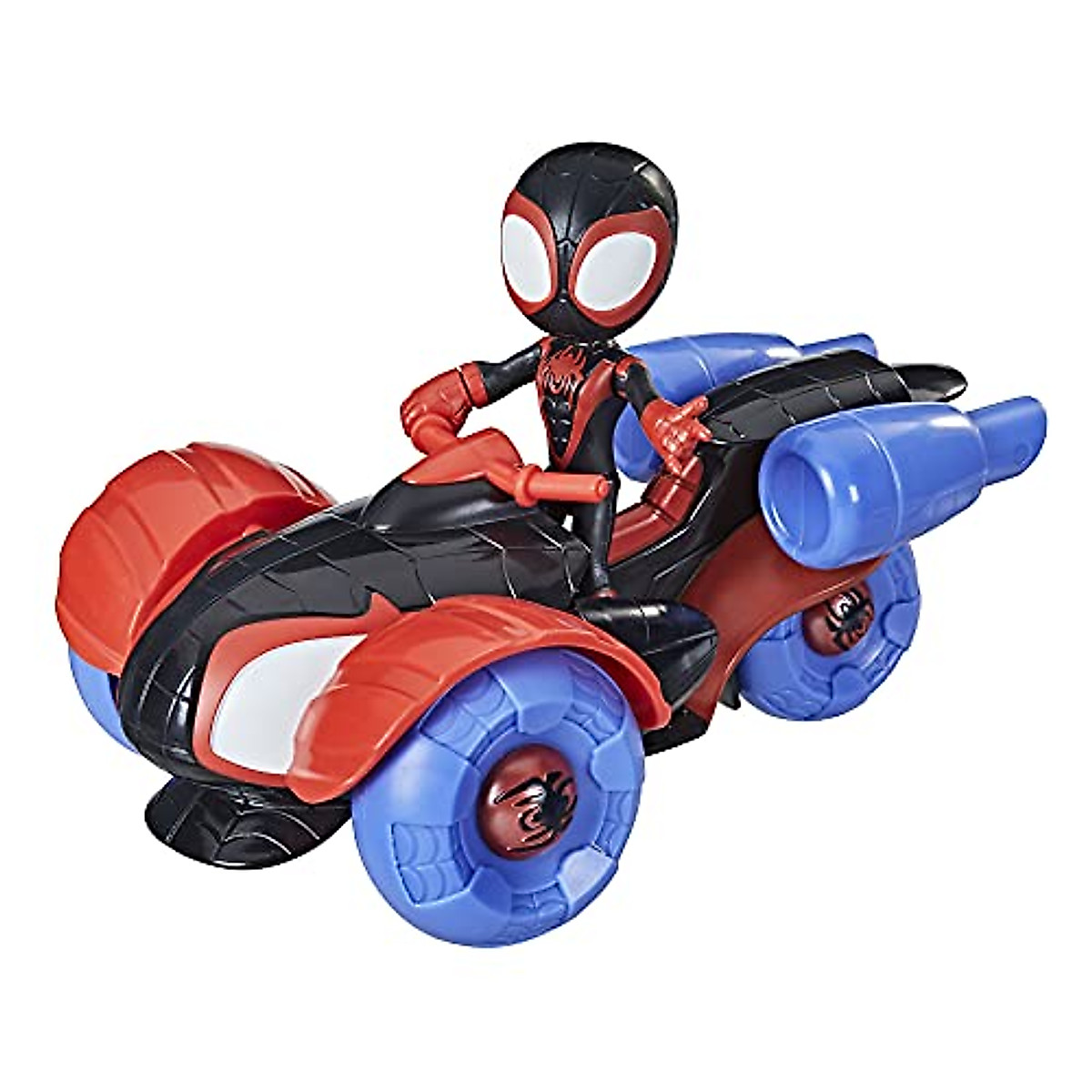 Spidey and His Amazing Friends Marvel Spidey and His Amazing Friends Change 'N Go Techno-Racer Vehicle and Miles Morales: Spider-Man 4-inch Action Figure,for Kids Ages 3 and Up,Black