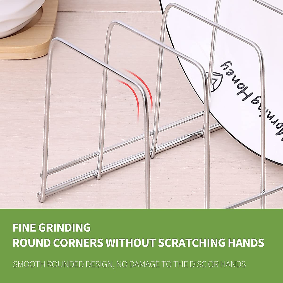 4Pcs Plate Organizer for Cabinet,Pot Lid Organizer Pot Lid Rack Holder Rest Storage for Cutting Boards,Bakeware,Cooling Racks,Pots & Pans,Serving Trays and Reusable Containers(Stainless Steel)