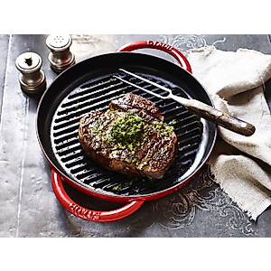 STAUB Cast Iron Pure Grill, 10-inch, Cherry, Made in France